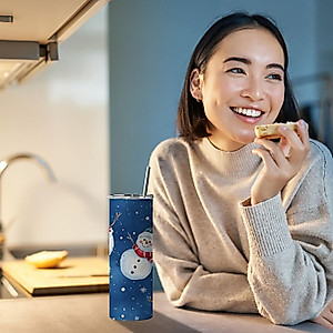 Medpol Christmas Snowman tumbler with lid and straw 20 oz insulated tumbler cups Christmas Snowman insulated travel coffee mugs for women cute sippy cups stainless insulated travel cups