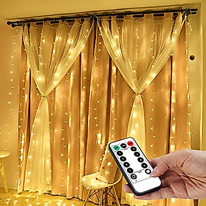 YEOLEH String Lights Curtain,USB Powered Fairy Lights for Party Bedroom Wall,8 Modes & IP64 Waterproof Ideal for Outdoor Wedding Home Garden Christmas Decor (Warm White,7.9Ft x 5.9Ft)