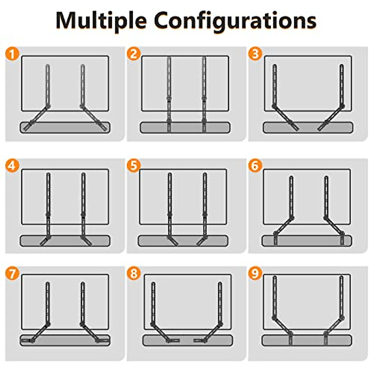 WALI Soundbar Mount Bracket, for Mounting Under or Above TV, with 2 Adjustable Extension Arms, Fits Most 23 to 65 Inch TVs and Sound Bar up to 33lbs (SBR204), Black