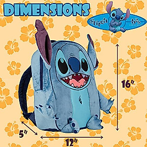 Disney's Lilo and Stitch Backpack for Girls & Boys, 16 Inch, Plush School Bookbag with 3D Arms, Legs, & Ears