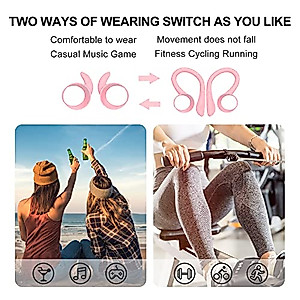 Pink Over Ear Wireless Earbuds with Earhooks Running Bluetooth Earbuds with ear hook Waterproof Small Earphones in Ear Headphones Noise Cancelling Headset Android Ear Buds for Workout Sport Gym