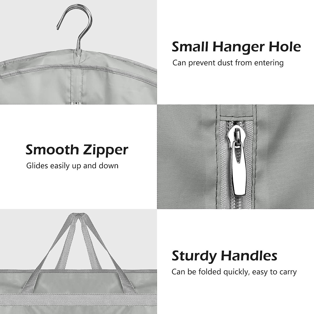 MISSLO 65" Long Garment Bags for Travel Dress Bags Wedding Dress Cover Waterproof Clothing Bags Storage Traveling Clothes Protector for Closet Wardrobe Bags 2 Packs for Gowns, Tuxedos, Coats, Gray