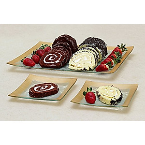 GAC Elegant Designed Square Tempered Glass Dessert Plates Set of 4 – Break and Chip Resistant - Oven Proof - Microwave Safe - Dishwasher Safe 6 Inch