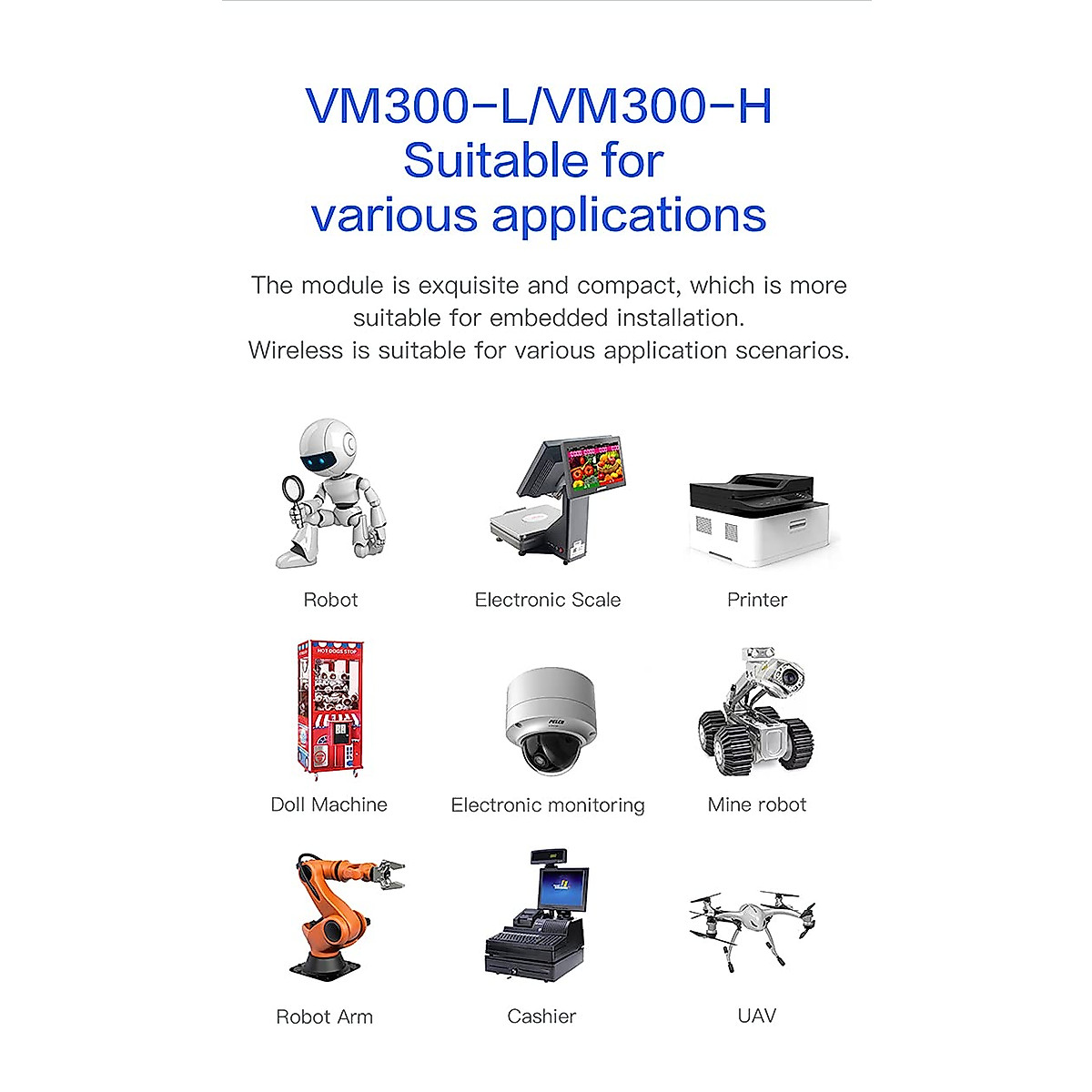 VONETS WiFi Module/Wireless Ethernet Bridge/Repeater/Mini Router/2.4GHz Hotspot Signal Booster/Extender/Amplifier AP 2 RJ45 Ports, USB/DC Powered for DIY Industrial Engineering Network Devices VM300-L