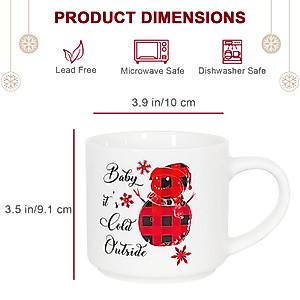 QIKSION Ceramic Christmas Mug Set of 6, 16oz Red Black Plaid Christmas Coffee Mug, Stackable Holiday Coffee Mugs as Christmas Gifts for Family, Friends and Colleagues