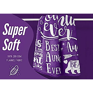 InnoBeta Aunt Gifts from Niece, Nephew, Best Auntie Ever Gifts Blanket for Aunt, Birthday Gifts Flannel Blankets for Women- 50"x 65"- Purple