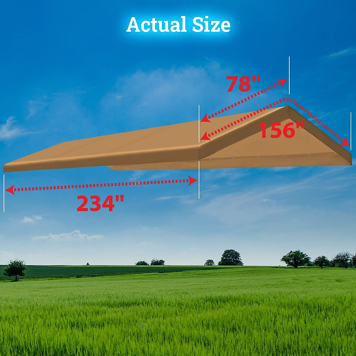 BenefitUSA 12'x20' Upgraded Carport Canopy Tent Garage Replacement Car Shelter Cover with Bungees,Frame is not Included (Tan)