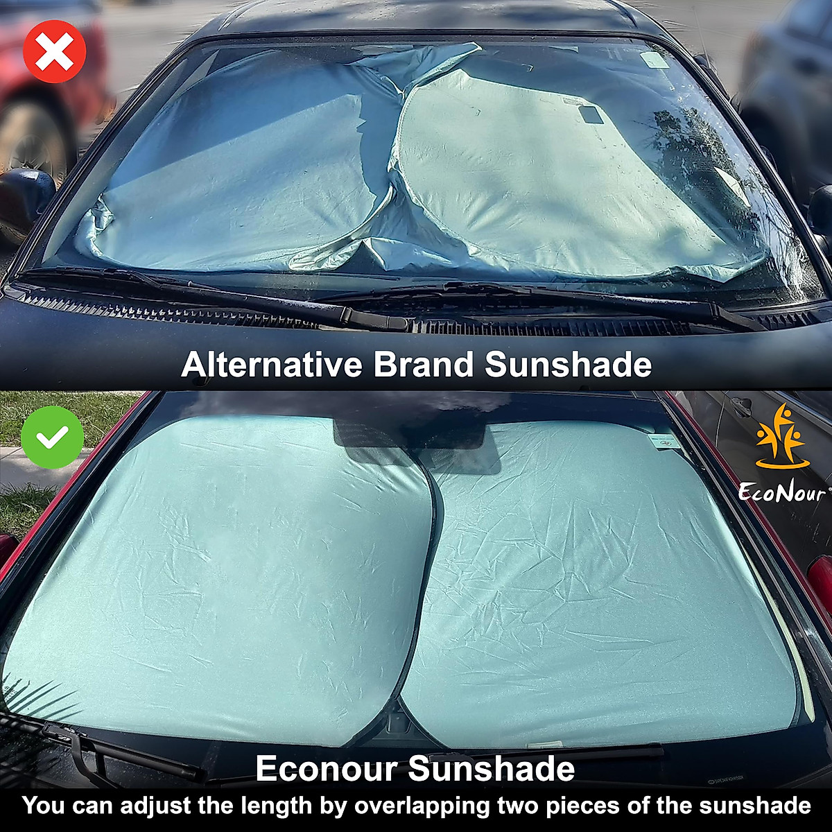 EcoNour Car Windshield Sun Shade Foldable | Front Windshield Shade for Sun, Heat and UV Rays | Sunshade for Car Front Window and Interior Sun Protection | Medium (28 x 31 inches)