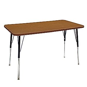 Factory Direct Partners 13105-278 La Madera Rectangle Activity Table (24" x 48"), Standard Legs with Swivel Glides, Adjustable Height 19-30" - Cherry/Black