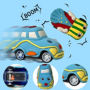 24 Colors Air Dry Clay for Kids with 6 Pull Back Toy Car, Ultra-Light and Soft Modeling Clay Kit, Art and Crafts DIY Model Magic Clay, Toy Car Clay Easy to Use Christmas Gifts for Boys and Girls
