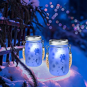 Solar Lantern 2 Pack Outdoor Hanging Glass Solar Light for Patio Garden Path Way Party Camping Decor Lamp