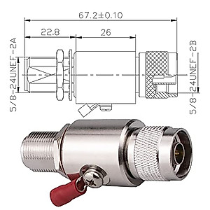 N Lightning Surge Protector Male to Female Bulkhead 0-3GHz with 90V Discharge Gas Tube Coaxial WiFi Lightning Arrestor
