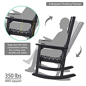 EFURDEN Rocking Chair Set of 2, Weather Resistant Patio Rocker for Adults, Smooth Rocking Chair Indoor and Outdoor,350lbs Load (Black)
