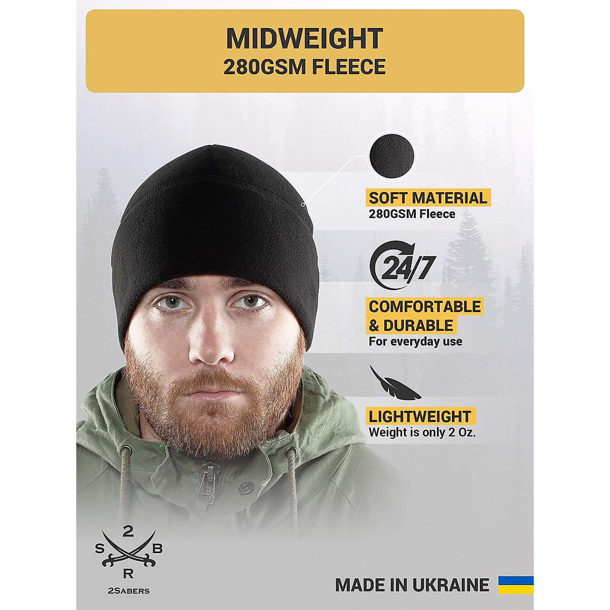 2SBR 2SABERS Fleece Winter Warm Watch Cap - Mens - Army Military Tactical Skull Beanie Hat