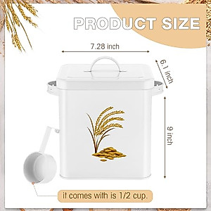 Hushee 2 Sets Metal Rice Storage Container Square Rice Container with Lid for Flour Bean Grain Cereal Pet Food(1.5 Gallon)