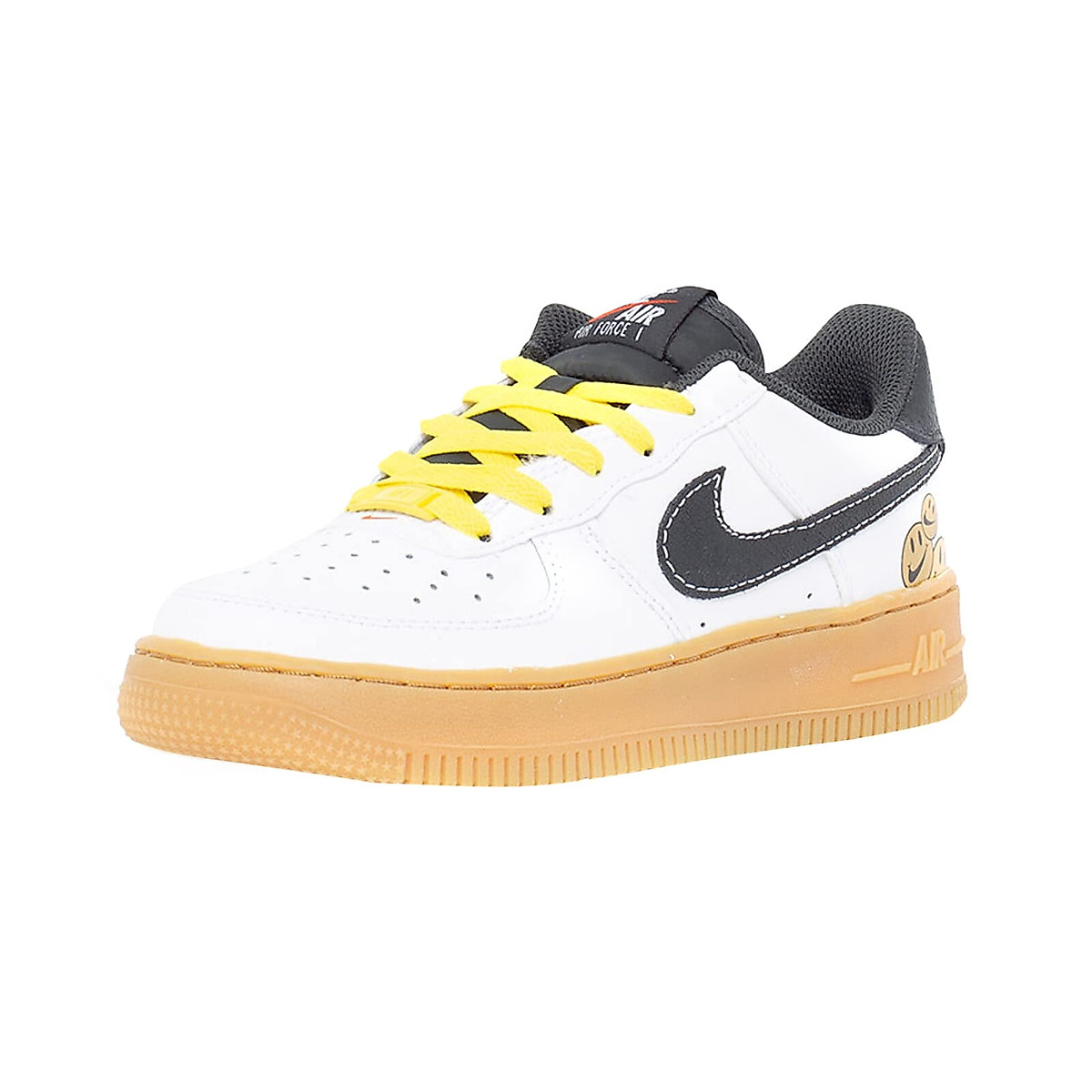 Nike Big Kid's Air Force 1 LV8 White/Anthracite-Yellow Strike (DO5854 100) - 6.5