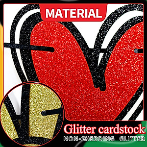 Peace Love Juneteenth Banner - Juneteenth and Pride Decorations in Red Gold Black Glitter Cardstock - Handmade Pre-Strung