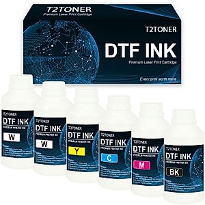 T2TONER DTF 6 x 250ML Ink Replacement for printhead R1390 R2400 R2800 L1800 L1430 L800 P408 P400 P608 XP-15000 Printer.2W+BCMY