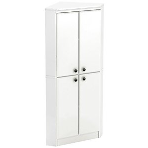 South Shore 4-Door Corner Armoire for Small Space with Adjustable Shelves, Pure White