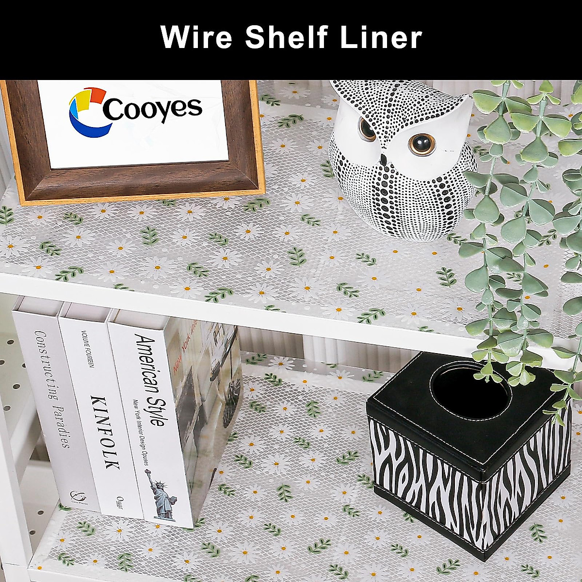 Cooyes Shelf Liner – Premium Cabinet Liner for Kitchen – Non-Slip Shelf Liners for Kitchen Cabinets – Waterproof Shelf Paper with Modern Pattern – Durable EVA Cabinet Liners