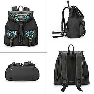 Montana West Hair On Cowhide Collection Backpack Western Style Dual Front Flap Pockets TR136-9110BK