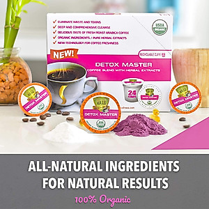 SOLLO Organic Detox Coffee Pods with Superfoods, Slimming & Cleansing Formula with Herbal Extracts, Bold and Smooth, Compatible with Keurig 2.0 Brewers, 24 K-Cup