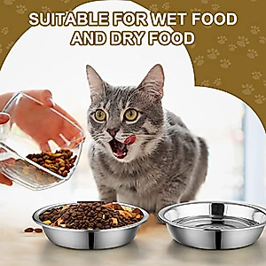 10 Pcs Shallow Cat Food Bowls 6.3 Inches Replacement Stainless Steel Cat Bowls Whisker Fatigue Relief Cat Bowls for Elevated Stand Metal Cat Dishes Basic Bowls for Cat Dishwasher Safe