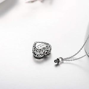 PEIMKO 925 Sterling Silver Filigree Dog Paw Print Pet Urn Necklace for Ashes Cremation Jewelry Forever in My Heart Keepsakes Memorial Necklaces Meaningful Gifts