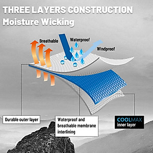 SuMade Waterproof Hiking Socks,Womens Mens Rainy Day Water Resistant Athletic Lightweight Breathable Dry Fit Anti-blister Cushioned Trekking Cycling Socks 1 Pair (Black,Small)