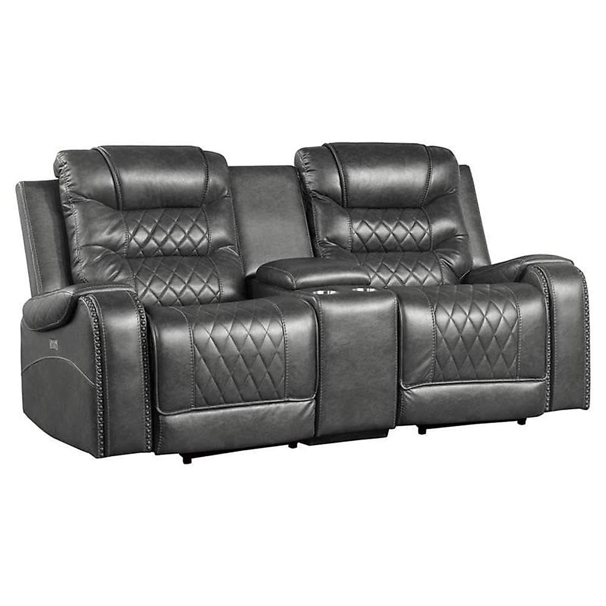 Lexicon Derringer Wall Hugger Power Double Reclining Loveseat, Gray