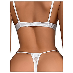 Milumia Women's Sexy Floral Lace G-String Thongs Cut Out Low Rise Underwear Panties White Small