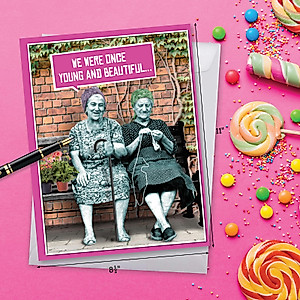 NobleWorks - Big Funny Birthday Greeting Card 8.5 x 11 Inch with Envelope (1 Pack) Large Jumbo Bday Card for Women Young and Beautiful J3635BDG