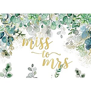 Sensfun Miss to Mrs Bridal Shower Backdrop Greenery Eucalyptus Leaves Floral Wedding Background Bride to Be Engagement Party Decorations Banner Photo Booth 7x5ft