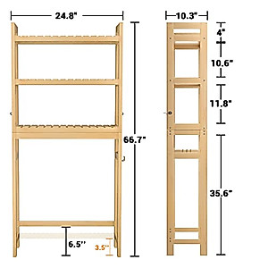 Homykic Bamboo Over The Toilet Storage Shelf and 4-Tier Ladder Bookshelf Bundle, Natural