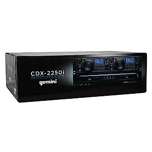 Gemini CDX-2250i Pro DJ Dual Two Deck Rack Mount CD/MP3 Media Player w/USB Bundle with RockvilIe RWM1203VHWireless Dual Handheld Microphone System/Digital Display