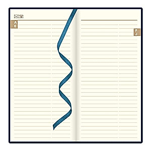 Letts of London Signature Weekly/Monthly Planner, 12 Months, January to December, 2024, Bonded Leather, Slim Size, 6.625" x 3.25", Blue (C38SUBE-24)