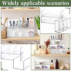 CroBlissful Medicine Cabinet Organizer 4 Tier Stackable Makeup Organizer Tray with 2 Drawers 2 Storage Box 1 Lip Gloss Holders and 1 Movable Partition for Bathroom Cabinet Wall Vanity