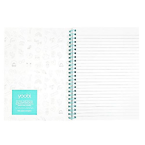 Yoobi College-Ruled Spiral Notebooks with Pencil Zipper Pouches | Fun Green Avacado Print | Cute Rainbow Glitter | 2-Pack | 60 Sheets, Multicolor