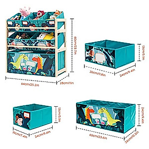 Jomifin Kids Toy Organizer for Boys Girls, 6 Storage Bins Large Storage Capacity Best Toy Storage Solution for Playroom, Nursery (Green) (Green)