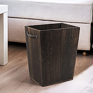 MOOACE Wood Trash Can Wastebasket, 2 Gallon Small Garbage Can Waste Basket Recycling Bin Container with Metal Handle for Bedroom, Living Room, Office, Kitchen, Bathroom