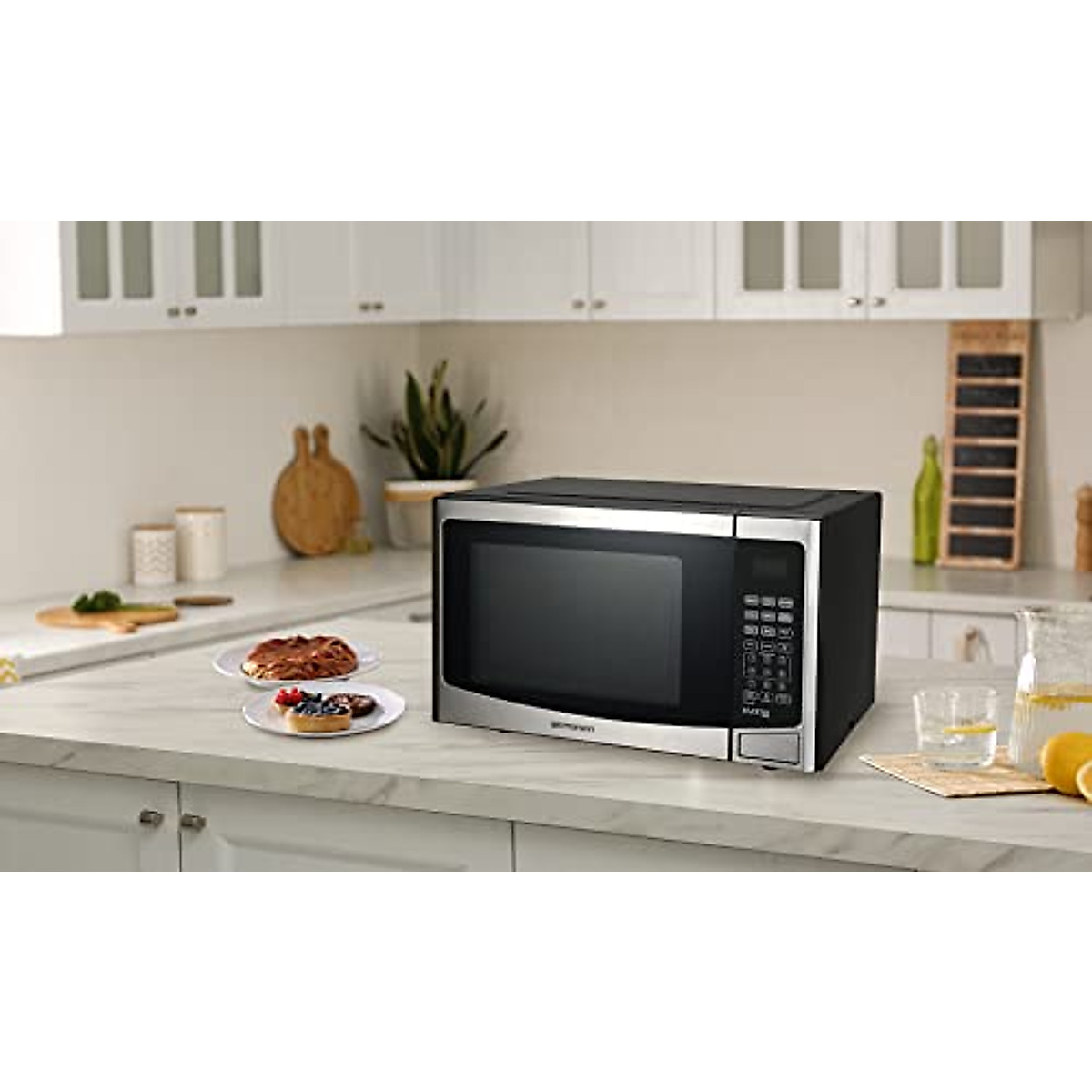 Emerson Radio MWI1212SS 1.2 Cu. Ft. 1000W Microwave Oven with Inverter Technology Stainless Steel Countertop/Built-in Design for Easy and Efficient Cooking
