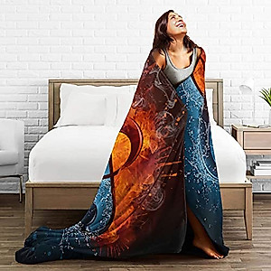 Ultra Soft Blanket Water and Fire Music Note Throws Blanket Plush Fuzzy Lightweight Couch Sofa Bed Warm Cozy Flannel Blanket for Kids and Adults Gift 50 X 40