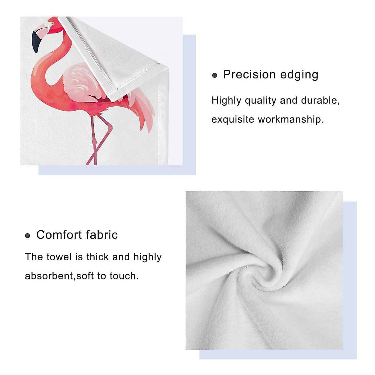 Flradish Pink Flamingo Towels 3 Pack Bath Towels for Bathroom Set Soft Cotton Highly Absorbent Lightweight & Quickdry Towel Set 1 Bath Towel,1 Hand Towel,1 Washclothe