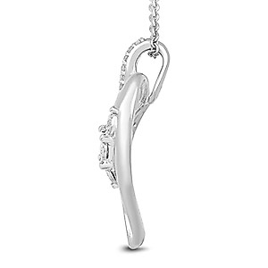 Amazon Essentials womens Sterling Silver Diamond 3 Stone Heart Pendant Necklace (1/4 cttw), 18" (previously Amazon Collection)