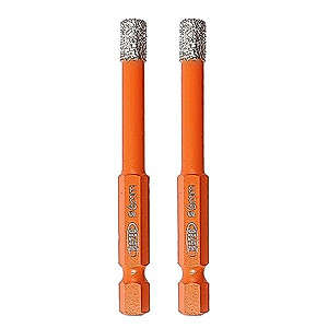 BGTEC Dry Diamond Drill Bits 2pcs 1/4" with Quick Change Hex Shank for Granite Porcelain Tile Ceramic Marble