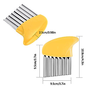 maxin Crinkle Cutter, Waffle Fry Cutter Stainless Steel Wavy Cutter, Crinkle Cutter for Veggies, Potato, Carrots, Butter Lettuce, French Fry, Fruit, 2PCS(Green&Yellow)