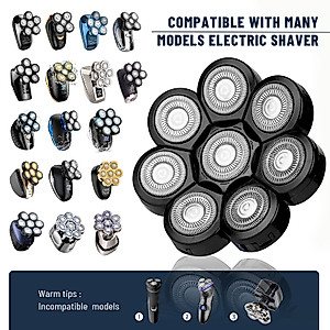 Bsotena 8D Upgrade 8 Heads Electric Shaver Bald Head Shaver Replacement Blades, 8 Heads Beard Cutter Replacement Blade Easy Install Electric Razor Shaver Head for Bald and Face Dt-002
