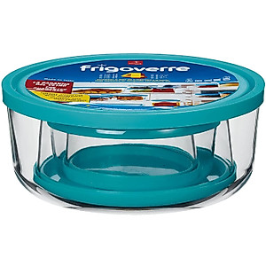 BORMIOLI ROCCO Round Storage Bowls With Blue Lids, 4 CT