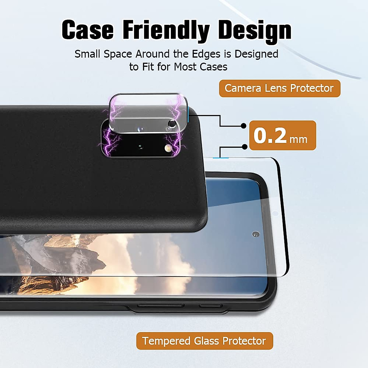 Geviaho [2+2 Pack] Galaxy S20 Screen Protector with Camera Lens Protector, Fingerprint Unlock Support, 9H Tempered Glass, 3D Full Coverage Scratch Resistant, for Samsung Galaxy S20 6.2 Inch