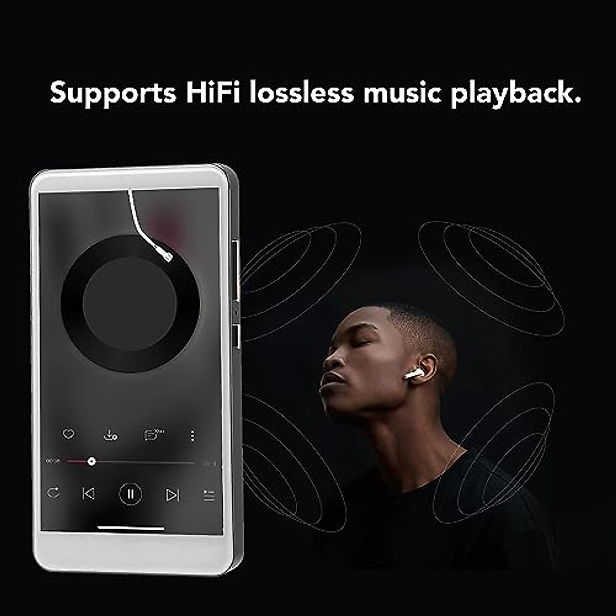Bluetooth MP4 Player, 5 HD Full Touchscreen MP4 Player, Portable Digital HiFi Music Player with Camera, 2200mAh Battery, Support with Bluetooth Earphone Speaker Car Stereo (Black)